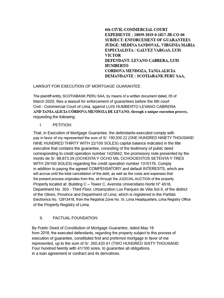 Execution Demand of MORTGAGE | PDF | Guarantee | Mortgages