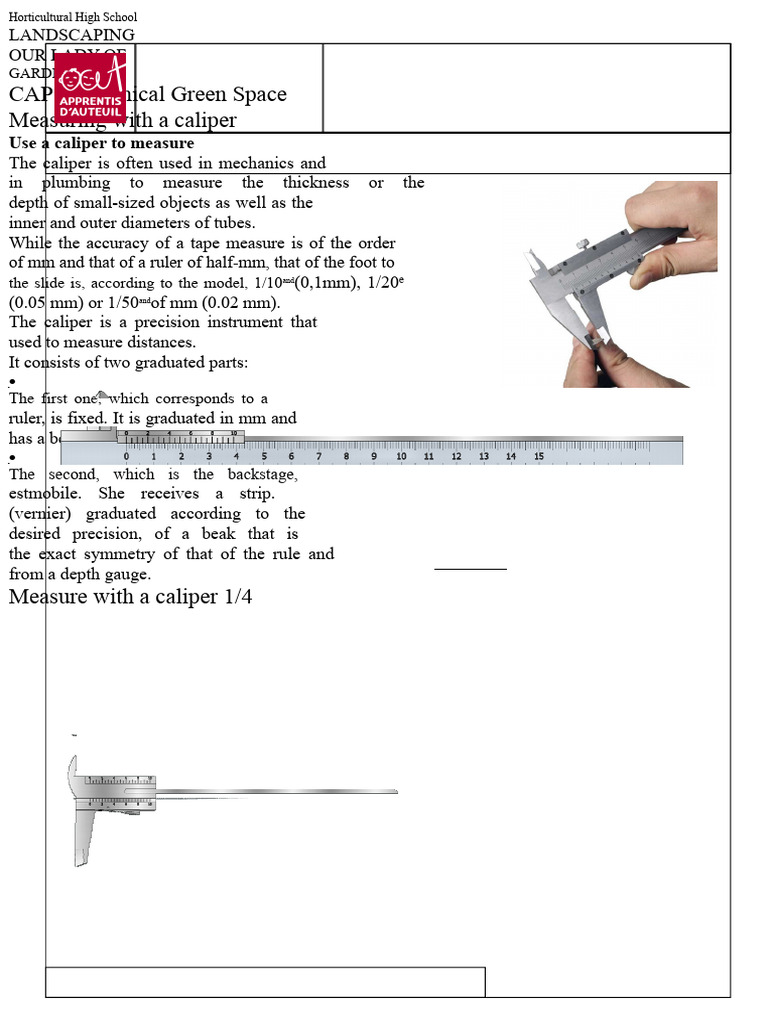 Measurement: The Caliper | PDF
