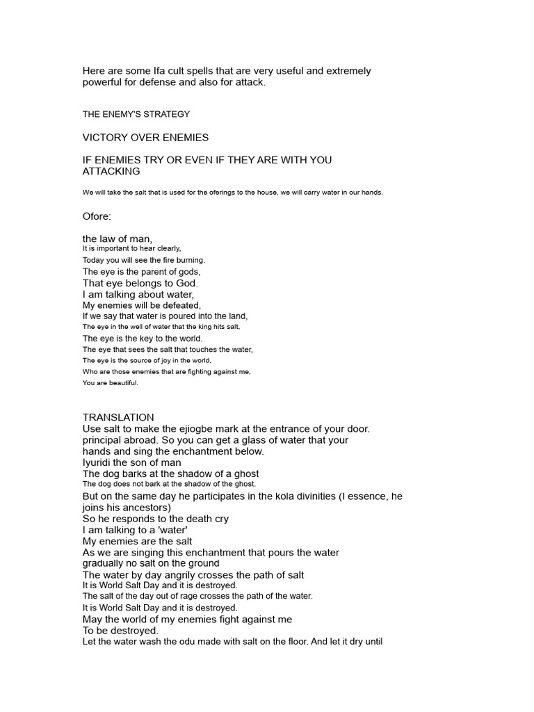 Here Are Some Ifa Cult Spells, Many Useful and Extremely... | PDF