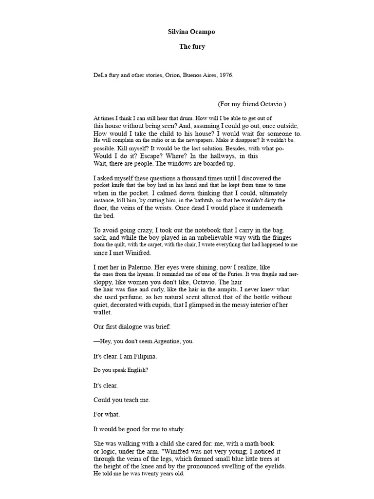 Silvina Ocampo - The Fury | PDF