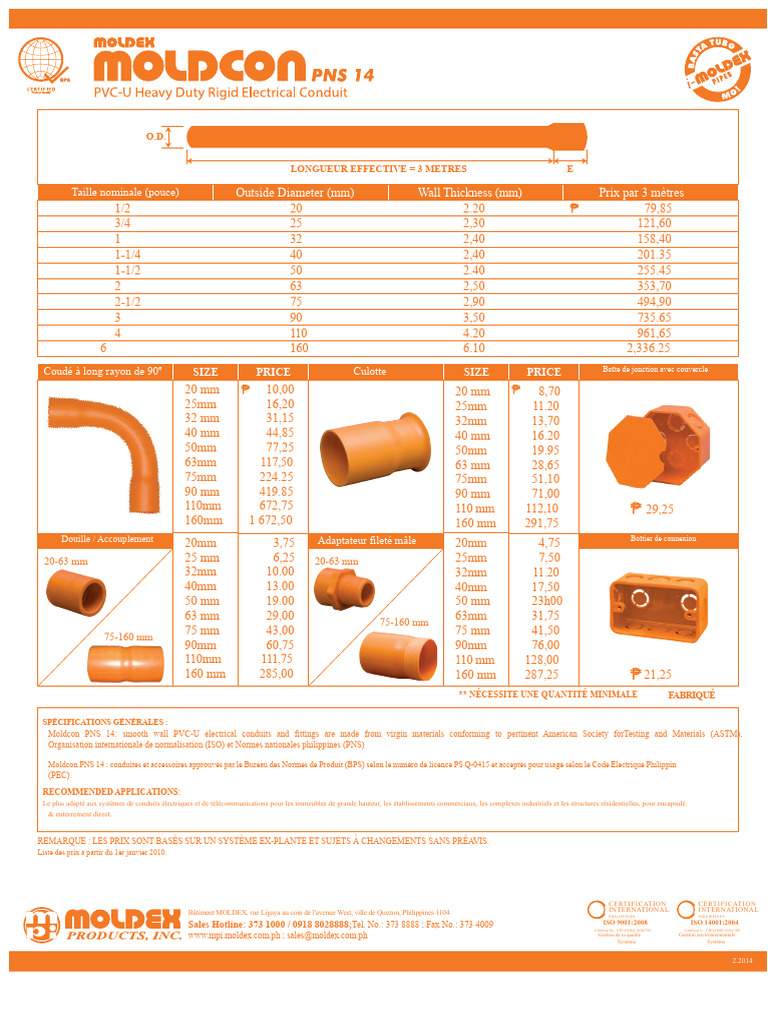 Prix des conduits électriques PVC-U | PDF