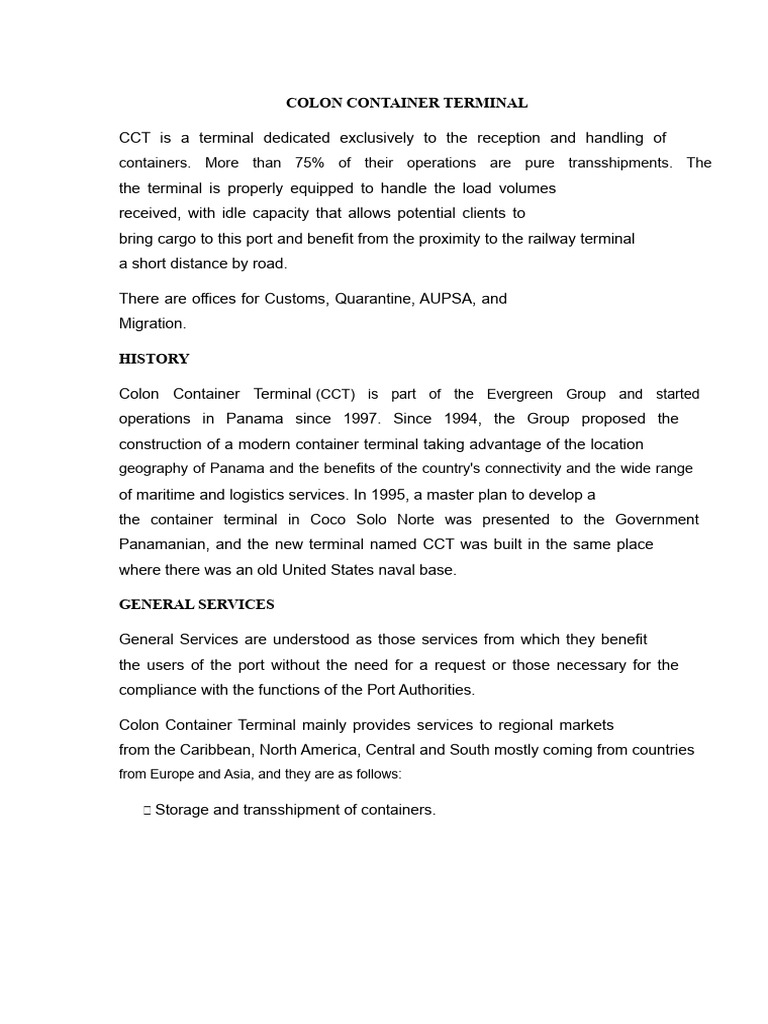 Colon Container Terminal Overview | PDF | Port | Transport