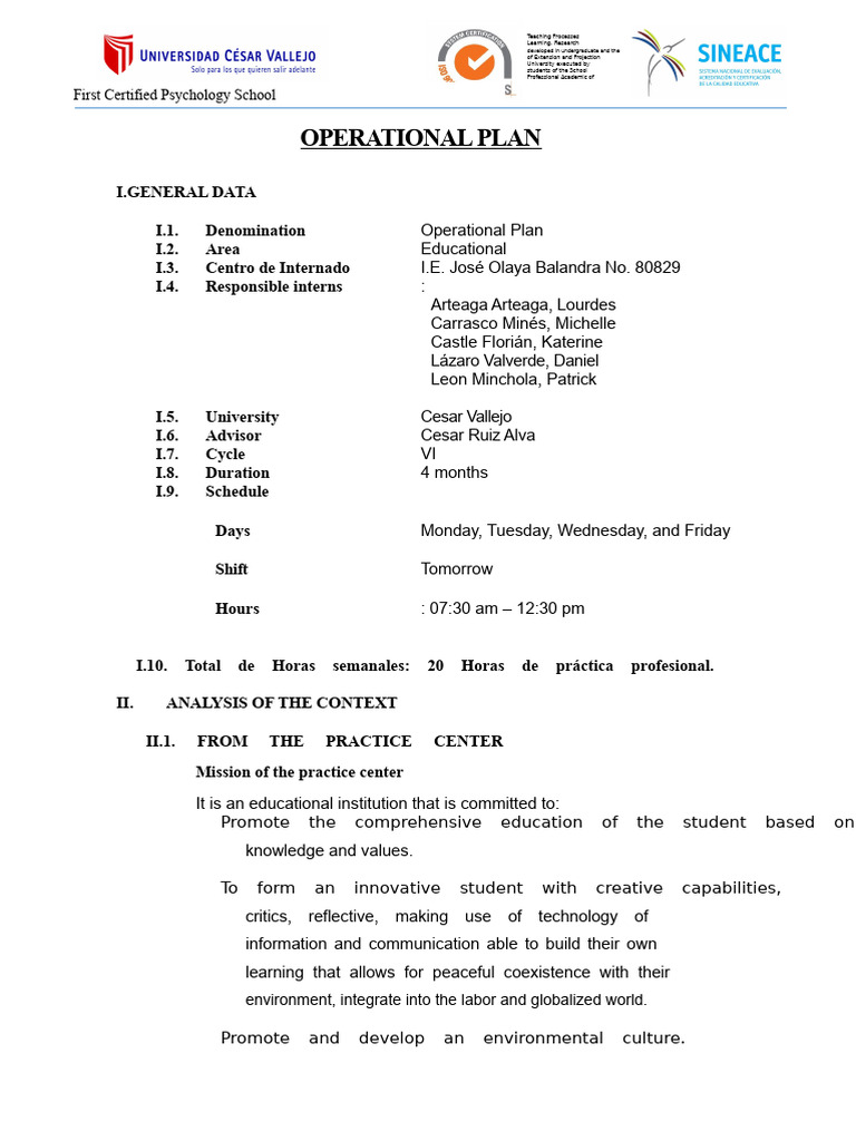 School Operational Plan. Original | PDF | Psychology | Teachers