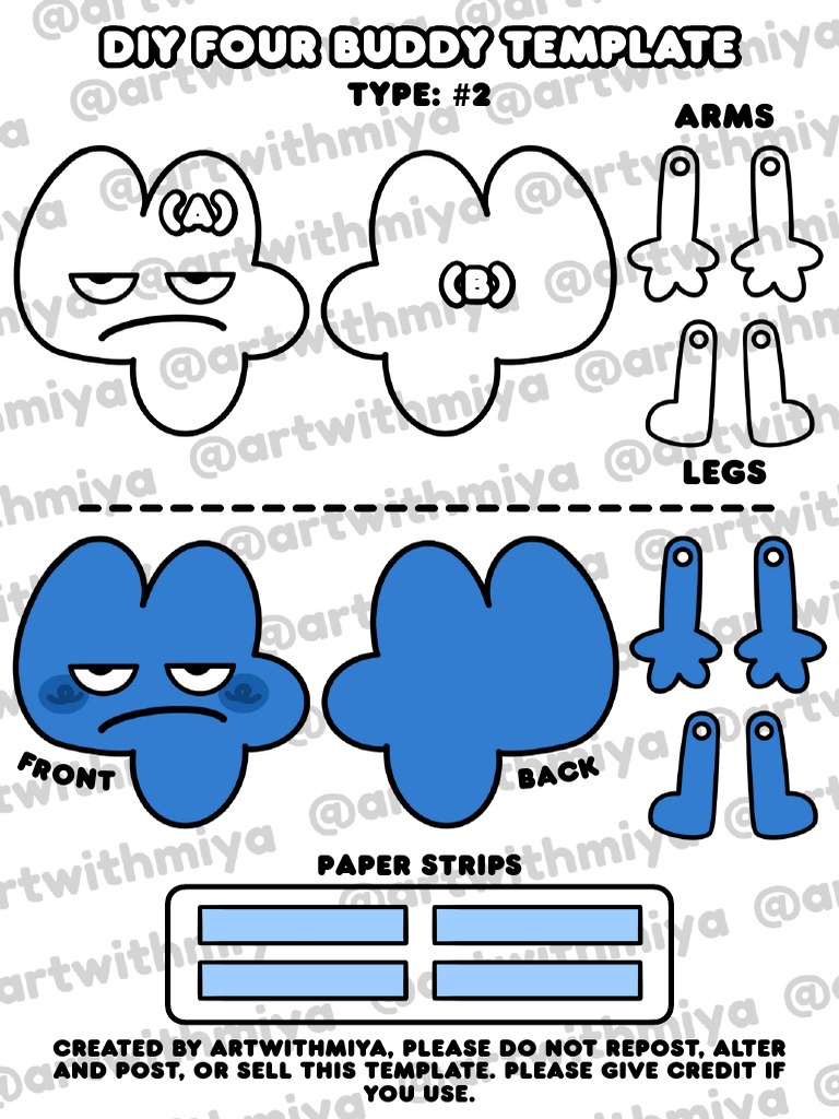 DIY Four Buddy Template (Type 2) (Black & White + Color) | PDF