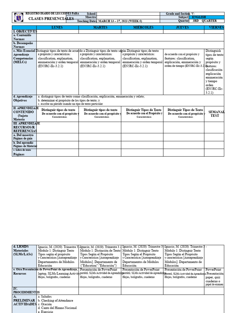 G5 Q3W5 DLL INGLÉS MELCs | PDF | Alimentos | Agua