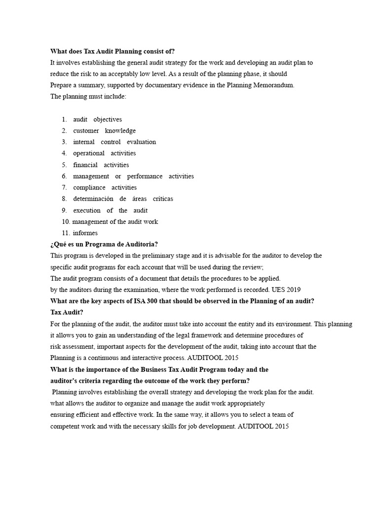 Tax Audit Planning Essentials Explained | PDF