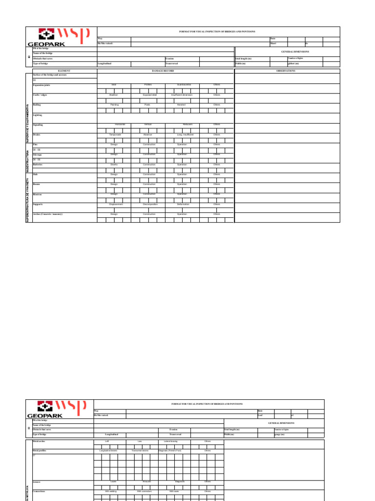 Annex 3 Format For Visual Inspection of Bridges and Docks Peroles 3 ...