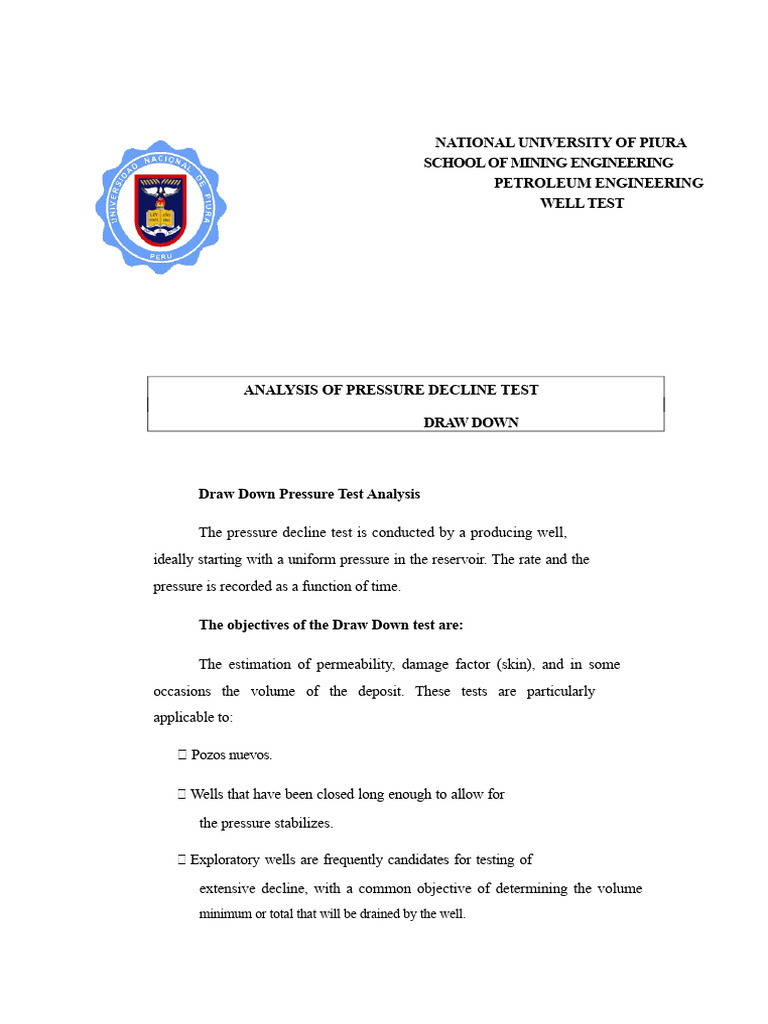Pressure Test Draw Down Analysis | PDF | Petroleum Reservoir | Pressure
