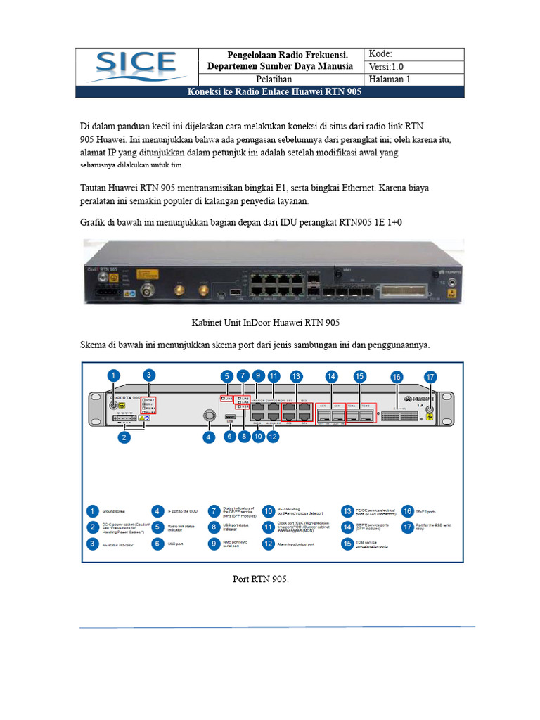 Panduan Koneksi Huawei RTN 905 | PDF