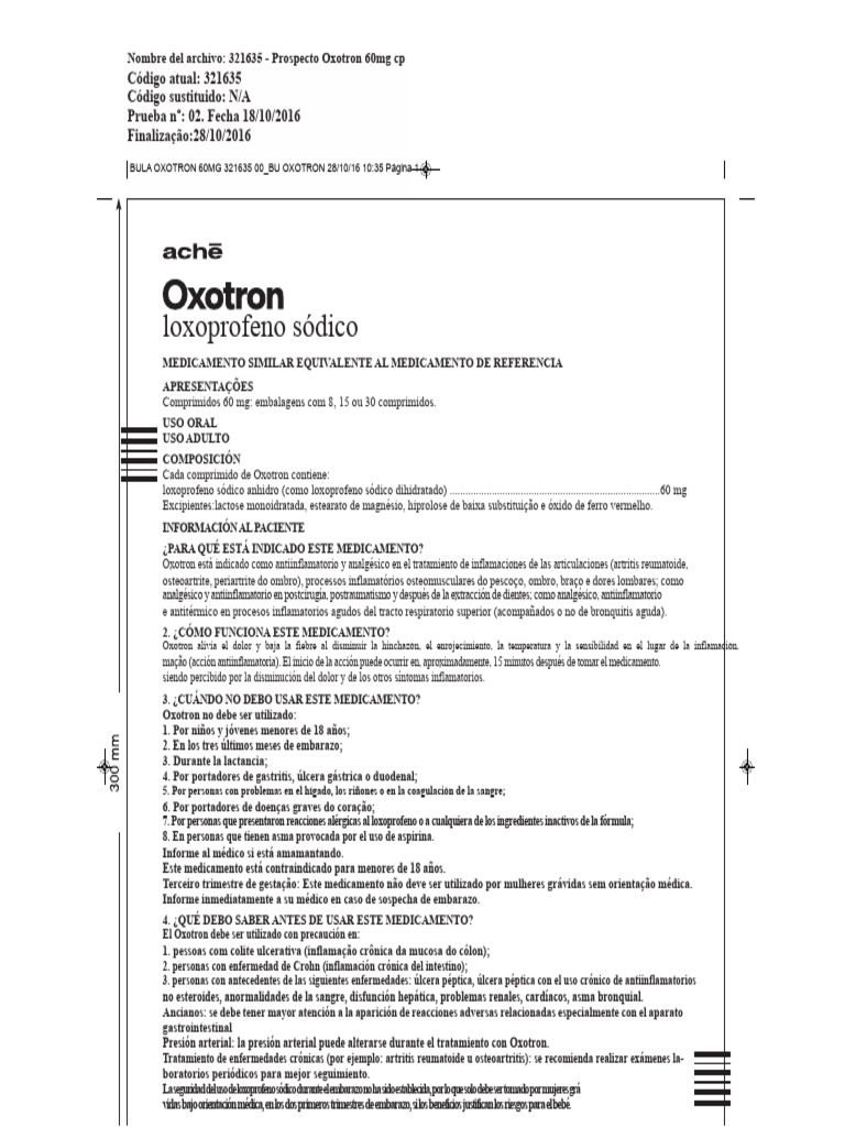 Oxotron 60mg: Uso y Precauciones | PDF | Medicamentos con receta ...