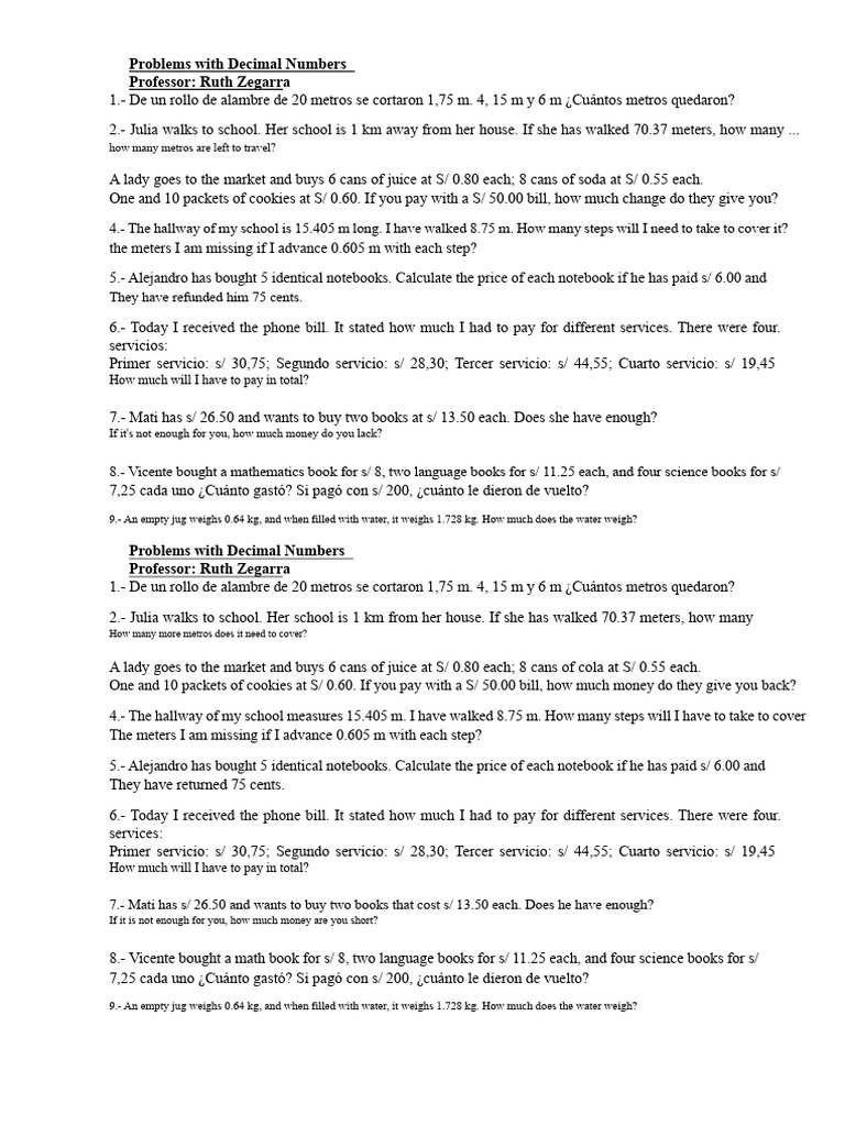 Decimal Number Problem Solving Guide | PDF