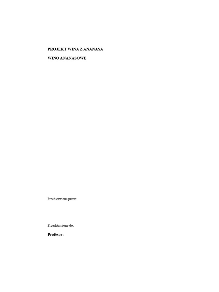 Projekt Ananasowego Wina | PDF