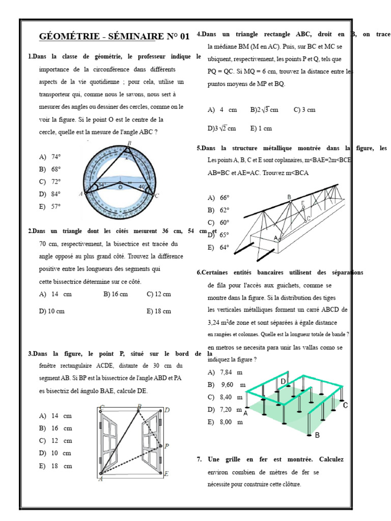 Problèmes de géométrie et calculs divers | PDF | Triangle | Zone