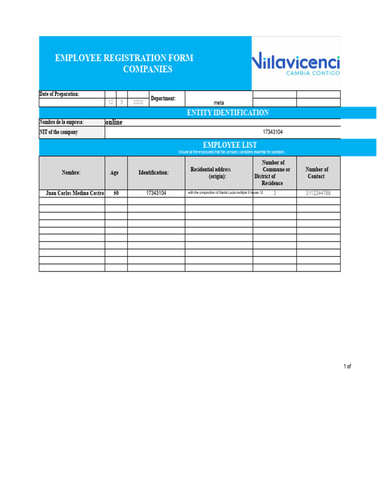 Employee Registration Form | PDF