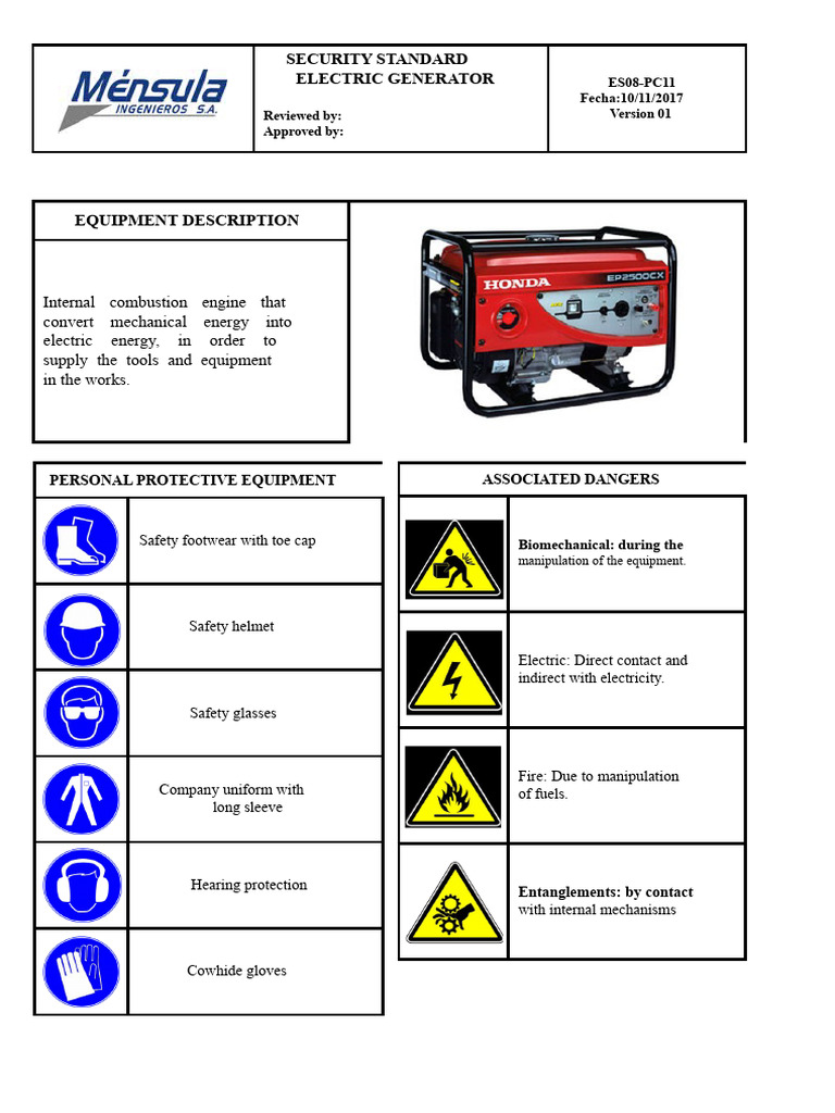 Es08-Pc11 Electric Generator Safety Standard | PDF | Personal ...