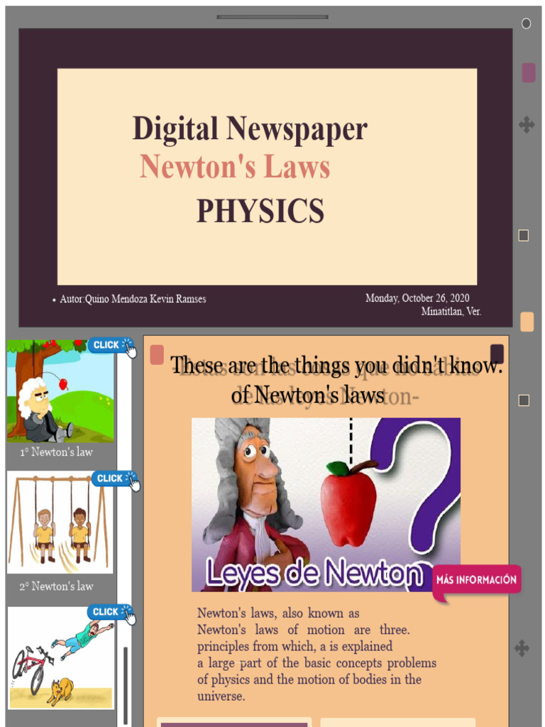 Digital Newton's Laws Newspaper | PDF | Force | Newton's Laws Of Motion