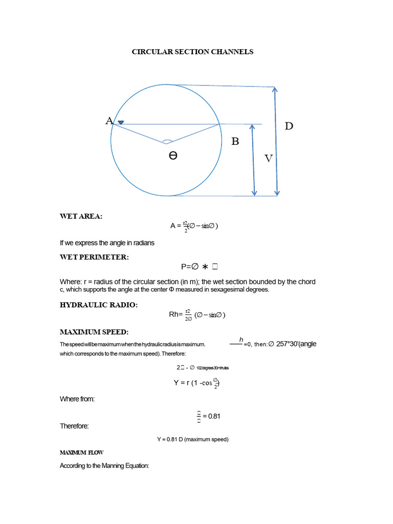 Hydraulic Properties of Circular Channels | PDF | Sand