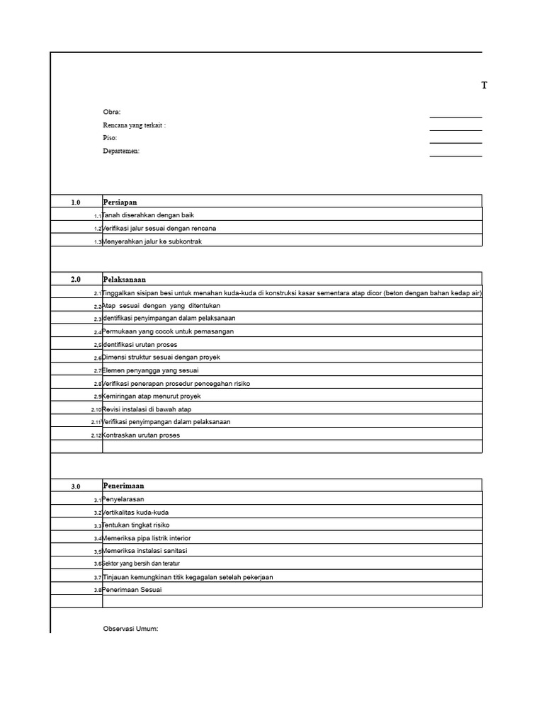 3.6.2 Daftar Periksa Kuda-Kuda | PDF