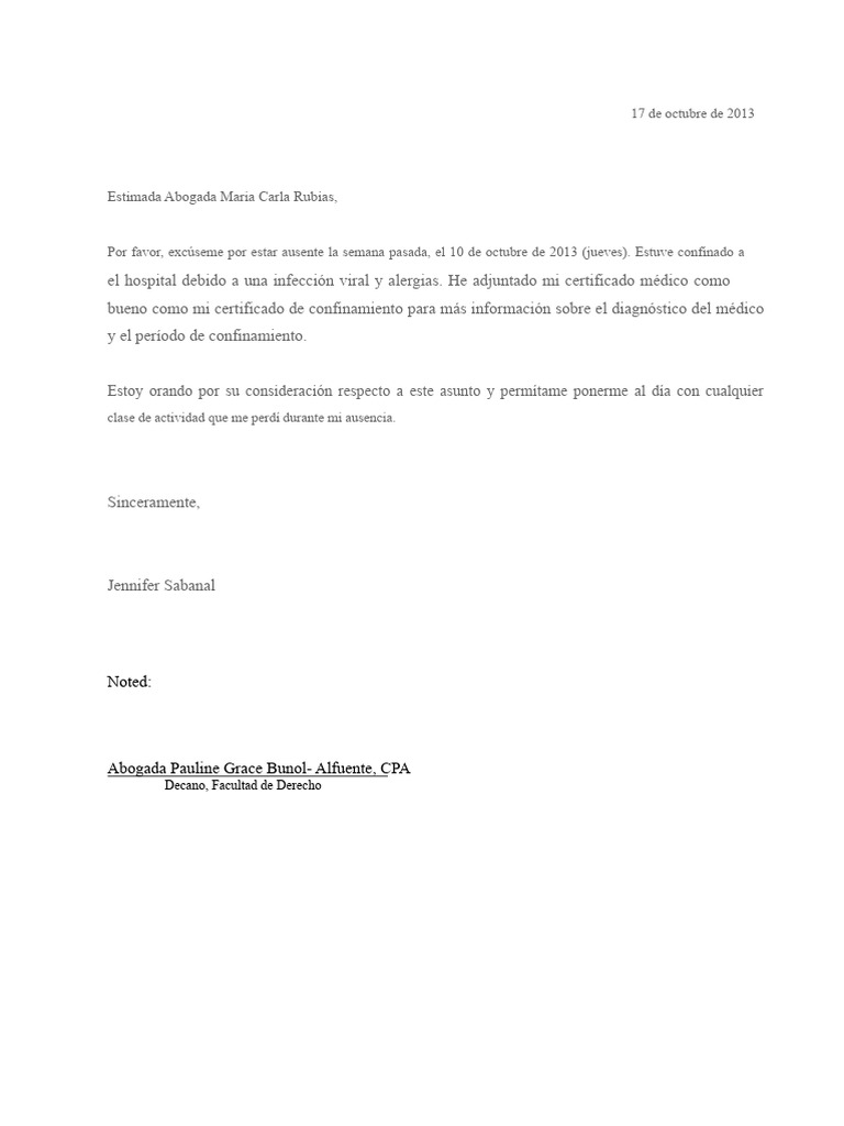 Carta de Excusa | PDF