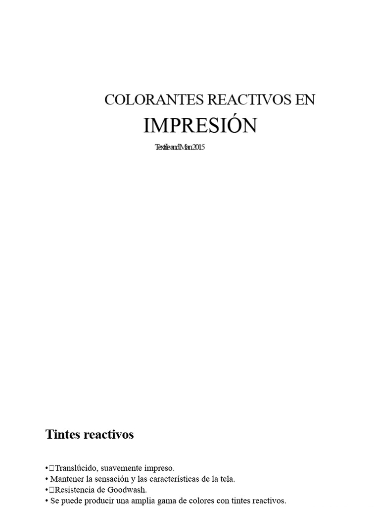 Colorantes Reactivos en Impresión Textil | PDF | Textiles | Materiales