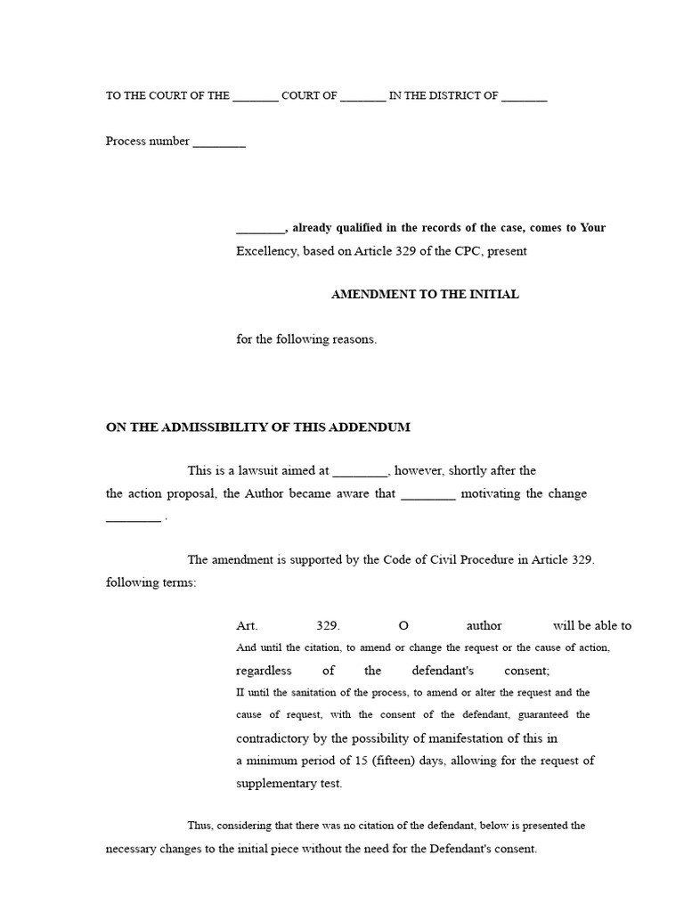 Amendment To The Initial - Change of Cause of Action and Request | PDF ...