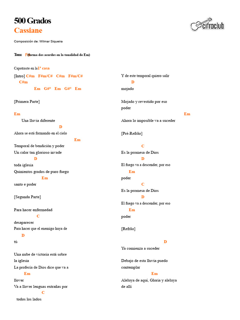 Cifra Club - Cassiane - 500 Grados | PDF