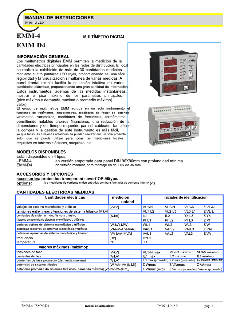 Elr Emm 4 Manual | PDF | Energia electrica | Corriente eléctrica