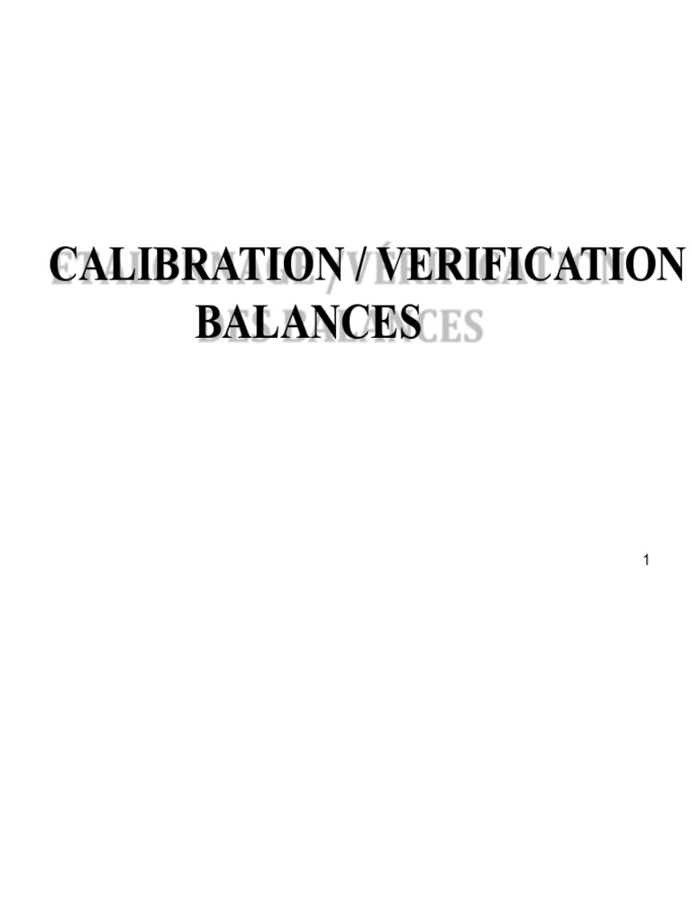 Balance Calibration and Verification Guide | PDF | Weighing Scale ...