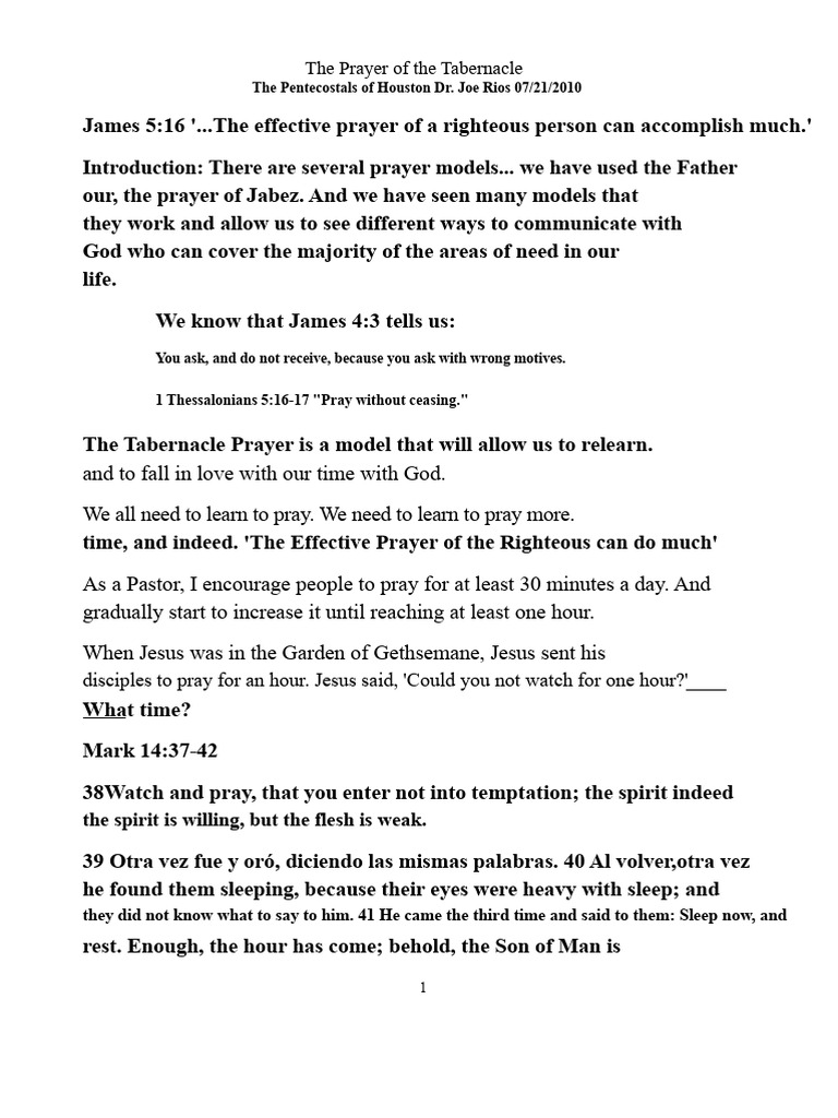 Tabernacle Prayer Guide for Worship | PDF | Prayer | Tabernacle
