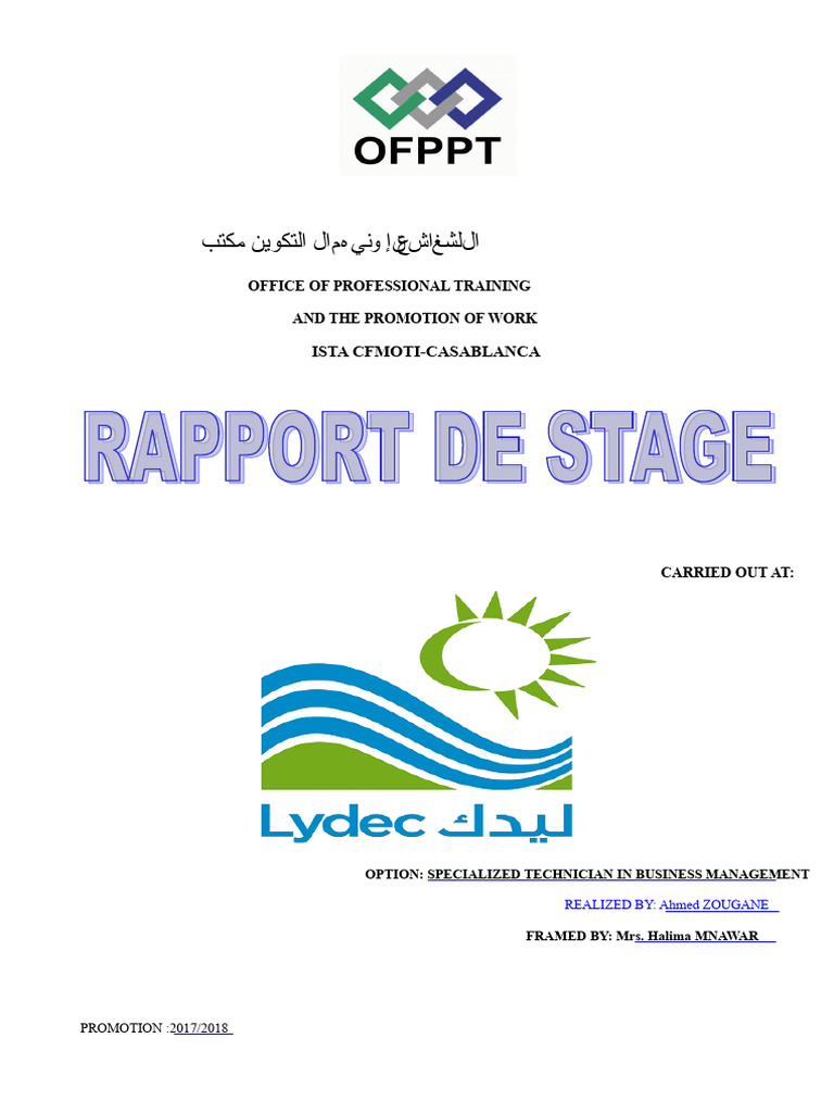 Internship Report. SAF | PDF | Water | Infrastructure
