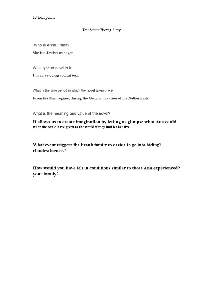 Anne Frank: A Story of Hiding and Hope | PDF