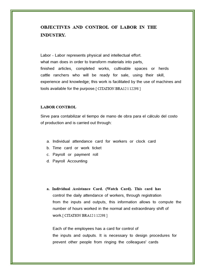 Labor Control and Cost Management | PDF | Payroll | Labour Economics