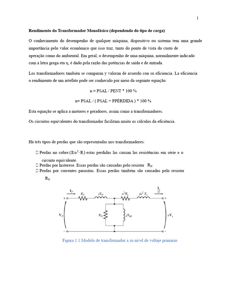Rendimento e Regulação de Transformadores | PDF | Transformador ...