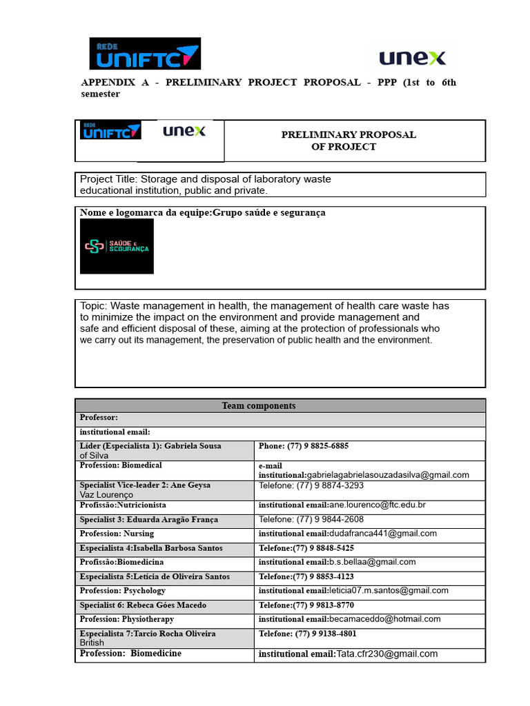 APPENDIX A - PRELIMINARY PROJECT PROPOSAL - PPP (1st To 6th Semester ...