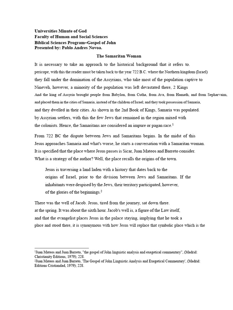 Pericope The Samaritan Woman | PDF | Jesus | Gospel Of John