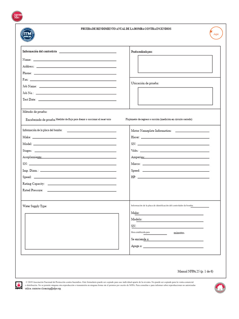 NFPA E-Forms-83-88 (PRUEBA DE RENDIMIENTO ANUAL DE BOMBAS CONTRA ...