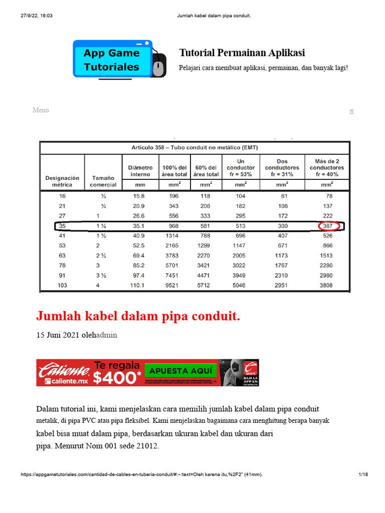 Hitung Jumlah Kabel dalam Pipa Conduit | PDF