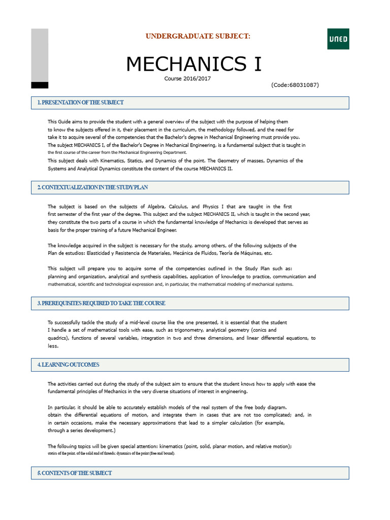 Mechanics I | PDF | Mathematics | Mechanical Engineering