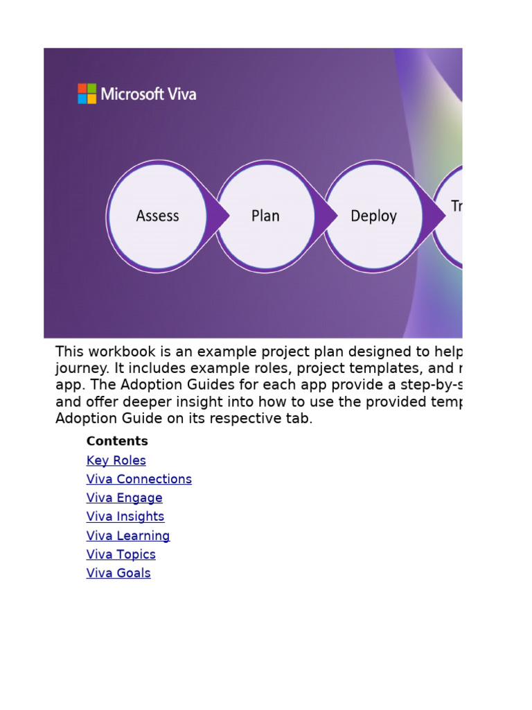 Microsoft Viva Adoption Project Plan | PDF | Performance Indicator ...