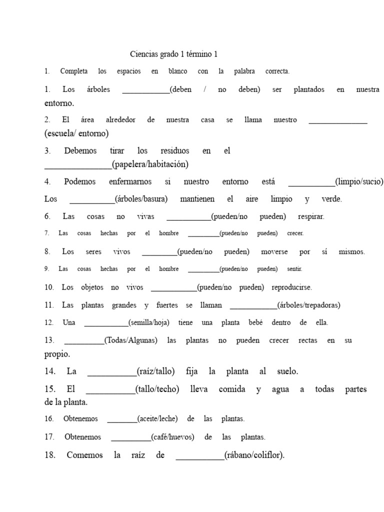 Ciencia Grado 1 Trimestre 1 | PDF | Plantas | Aves