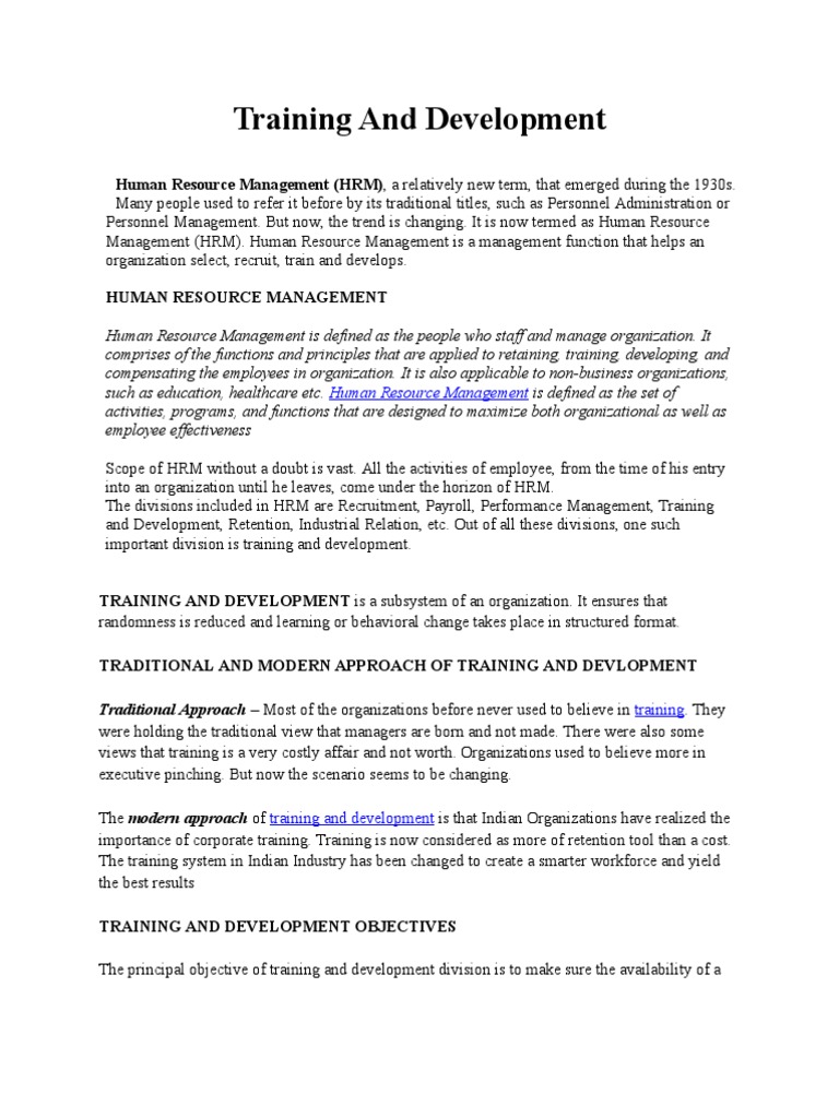 Training and Development Objectives | Human Resource Management ...