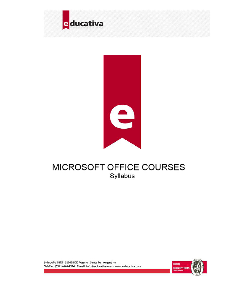 Microsoft Office Course Syllabus | PDF | Microsoft Excel | Spreadsheet