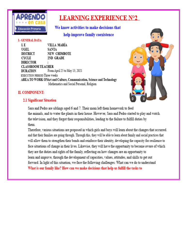 LEARNING EXPERIENCE #02 - 2nd Grade - LIMA MODEL | PDF | Knowledge | Mind