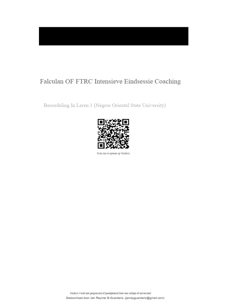 Falculan of FTRC Intensieve Eindcoaching | PDF