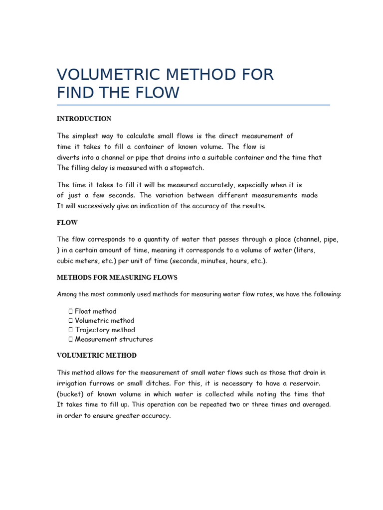 Volumetric Flow Measurement Guide | PDF | Flow Measurement | Volume