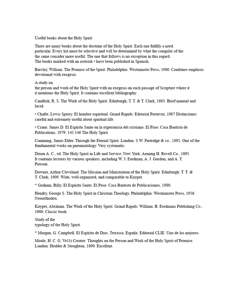 Essential Books on the Holy Spirit | PDF | Theology | Abrahamic Religions