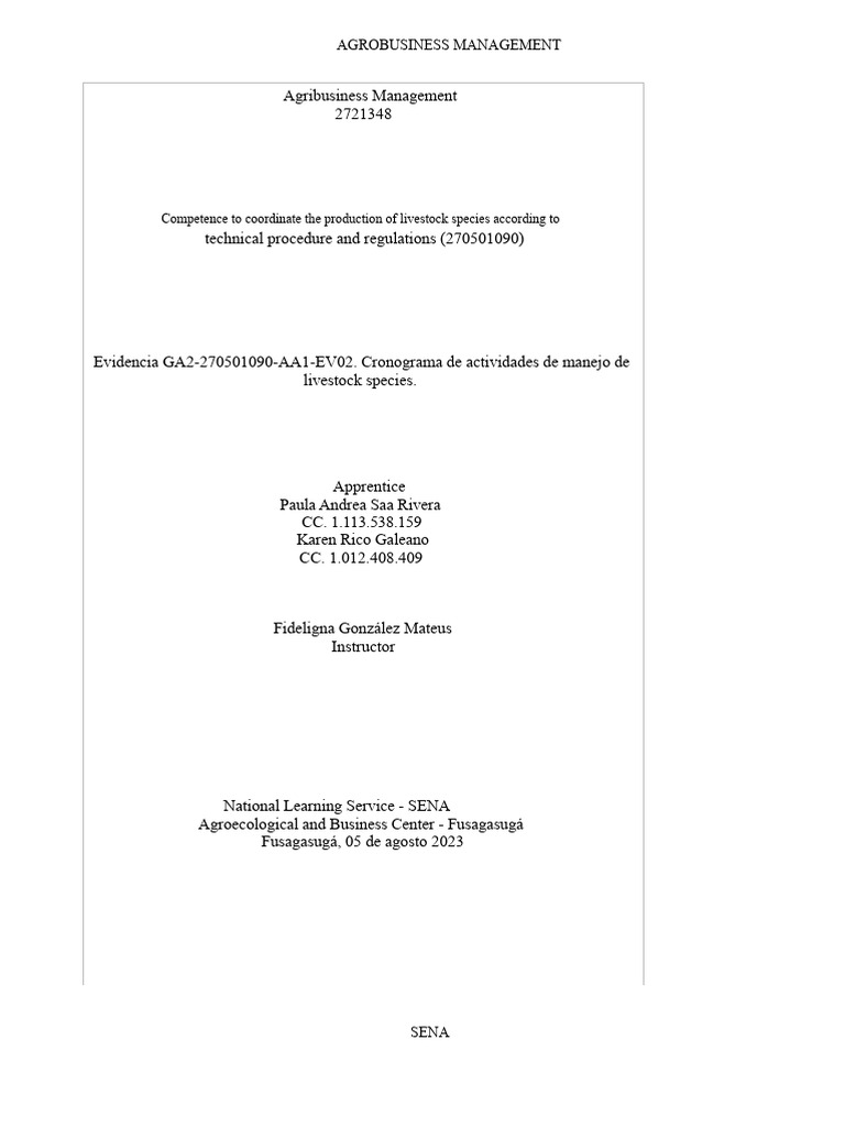 Schedule of Activities - Livestock | PDF | Livestock | Agriculture