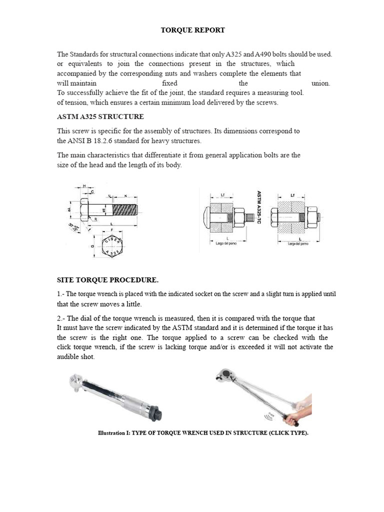 Structural Bolt Torque Standards Guide | PDF