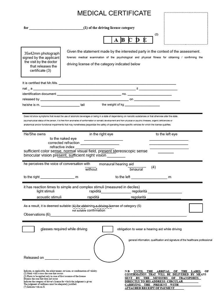 Medical Certificate New | PDF | Driver's License