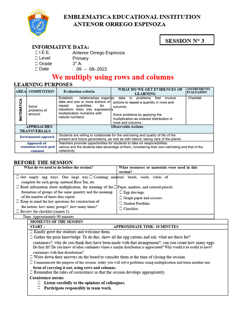 We Multiply Using Rows and Columns. | PDF | Multiplication | Learning